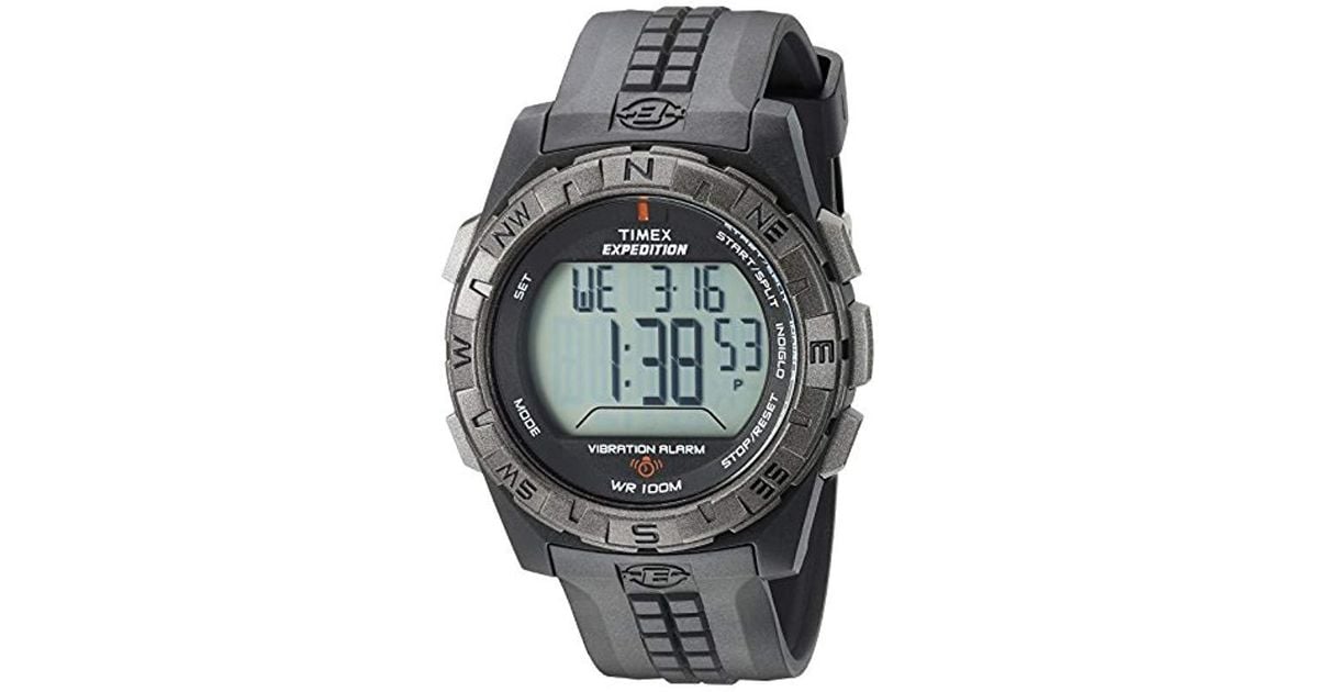 Timex T49851 Expedition Vibrating Alarm Black Resin Strap Watch for Men ...