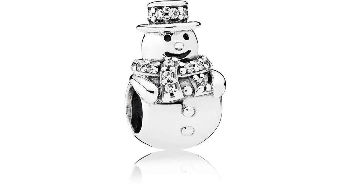 PANDORA Charm Bead 792001cz Silver Snowman in White | Lyst UK