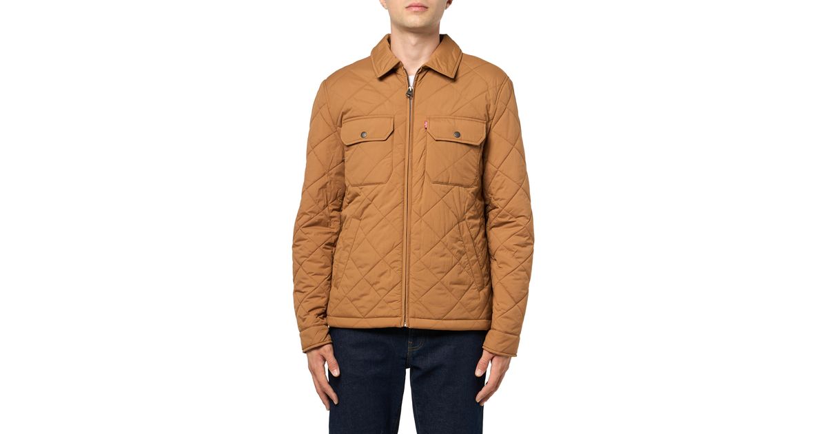 Levi's Diamond Quilted Laydown Collar Jacket in Blue for Men | Lyst UK