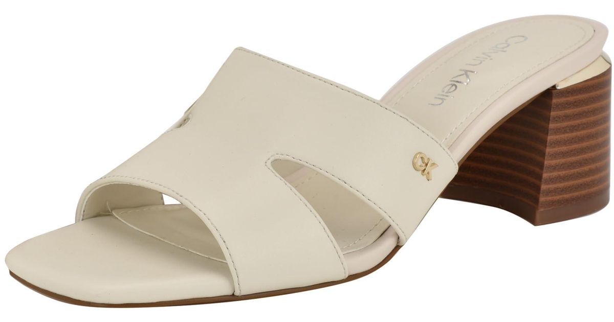 Calvin Klein Valery Heeled Sandal in Natural | Lyst