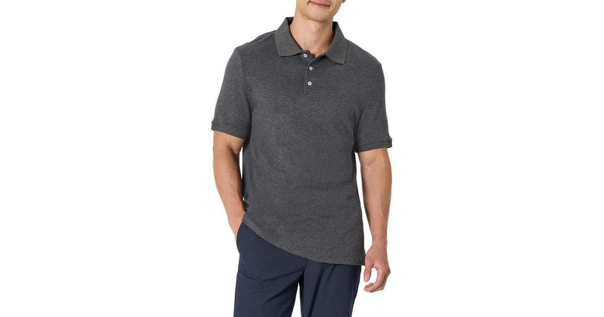 Amazon Essentials Regular Fit Interlock Polo Shirt in Grey for Men ...