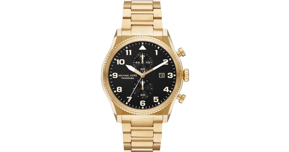 Michael Kors Panorama Chronograph Gold-tone Stainless Steel Watch in ...