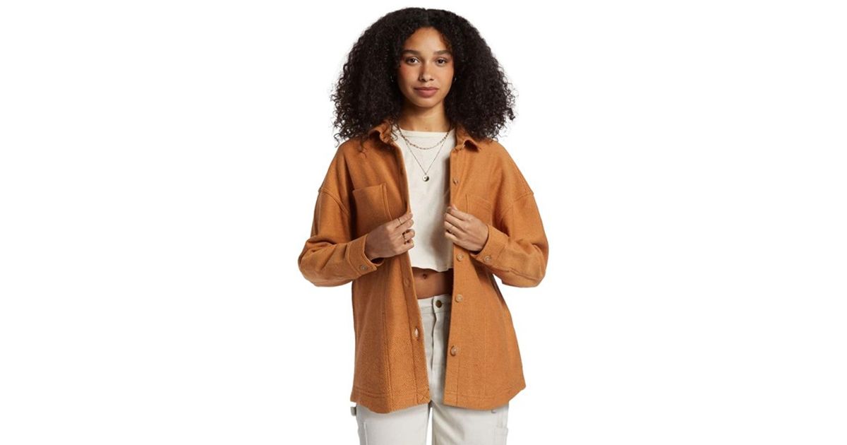 Billabong Everytime Front Button Brushed Fleece Shacket in Brown | Lyst UK