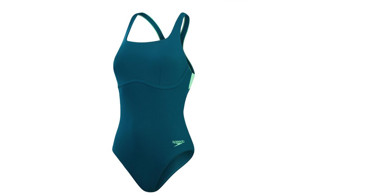 Speedo Flex Band Swimsuit With Integrated Swim Bra In Blue Lyst Uk