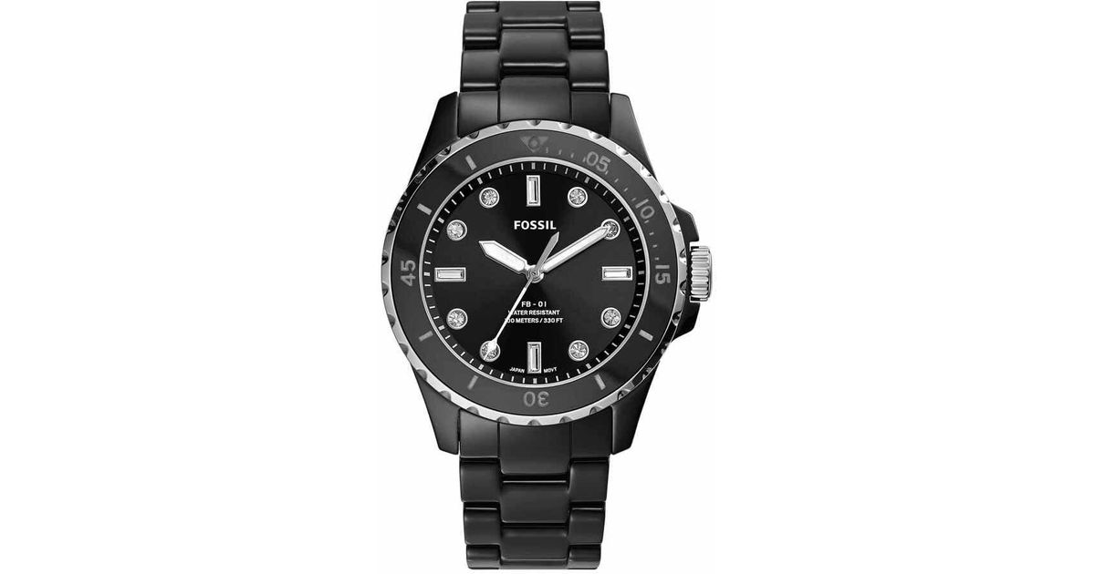 Fossil Analog Quartz Watch With Ceramic Strap Ce1108 in Black | Lyst UK