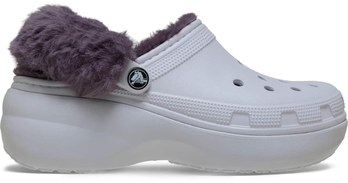 Crocs™ Classic Platform Fuzz Lined Clog Frosted Grape Size 6 Uk in Blue ...