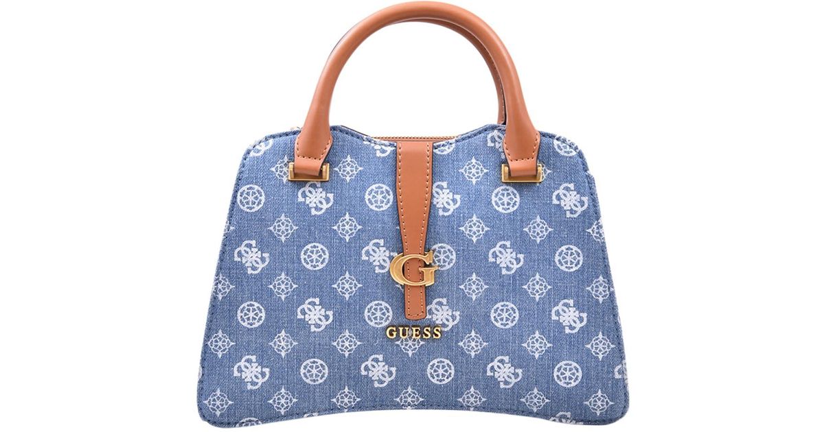 Guess Kuba Small Satchel in Blue | Lyst UK