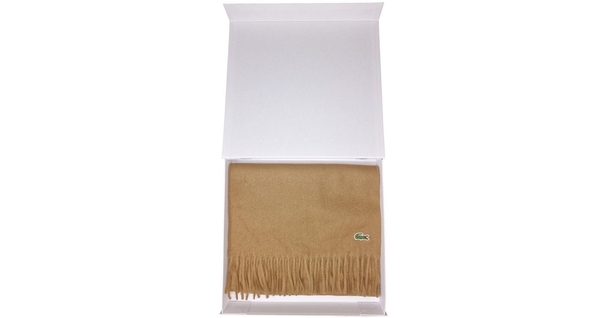 Lacoste Re7394 Brown Ladies Cashmere Scarf in White | Lyst UK