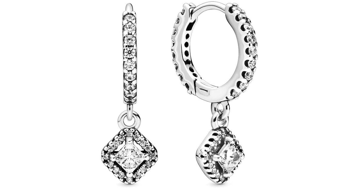 Aretes de aro 298503C01 Brillantes de PANDORA de color Blanco | Lyst