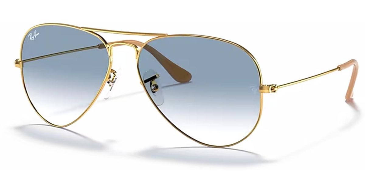 Ray-Ban Ray Ban Rb3025 001/3f 55m Gold/ Light Blue Gradient Aviator ...