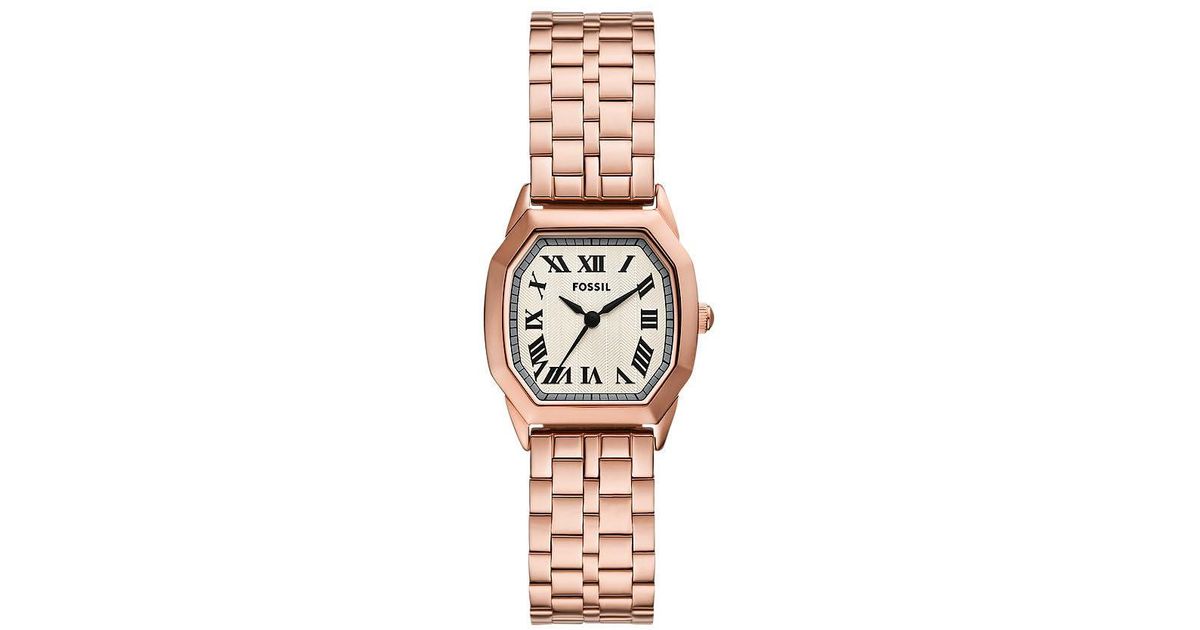 Fossil Harlow Three-hand Rose Gold-tone Stainless Steel Watch in ...