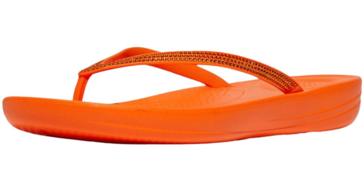 Fitflop Iqushion Sparkle Wedge Sandal in Orange | Lyst