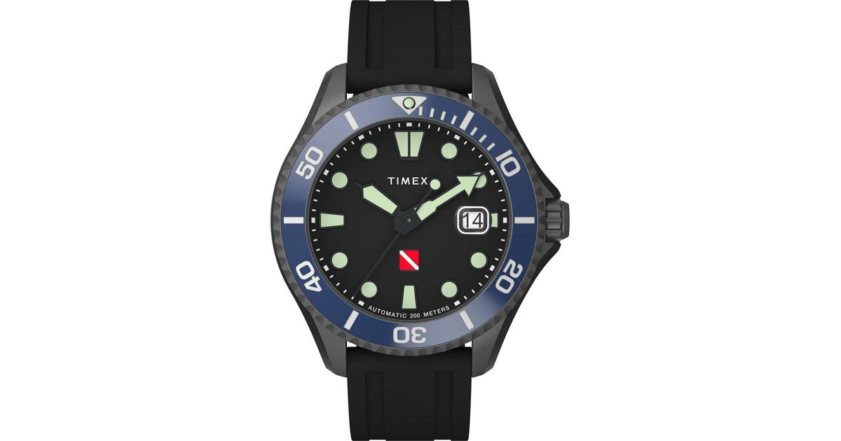Timex Automatic Analogue Watch With A Rubber Strap Tiburón in Black for ...