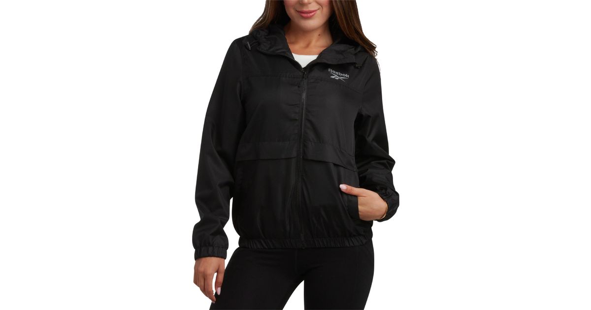 Reebok Full Zip Lightweight Hooded Bomber Jackets For With Adjustable ...