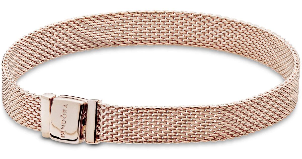 PANDORA Timeless 14k Rose Gold-plated Mesh Bracelet For Charms in Brown ...