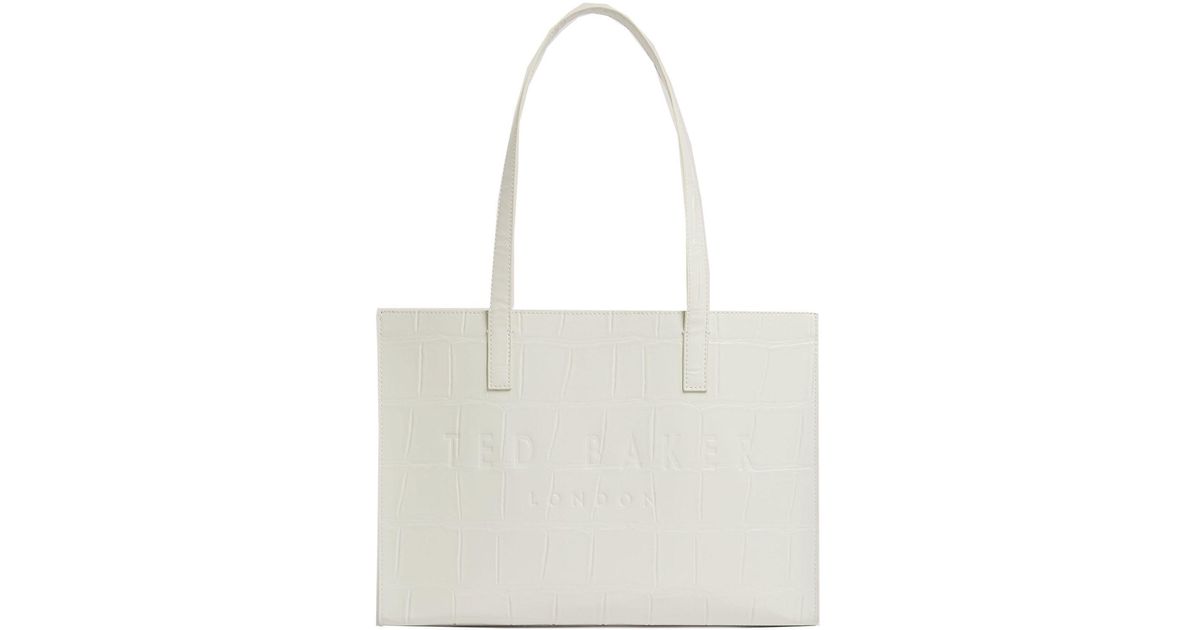 Ted Baker Croccon Croc Effect Icon Bag Ivory Cream in White | Lyst UK