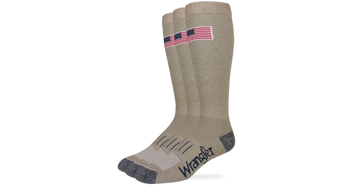 Wrangler American Flag Everyday Western Tall Boot Socks in Grey for Men ...