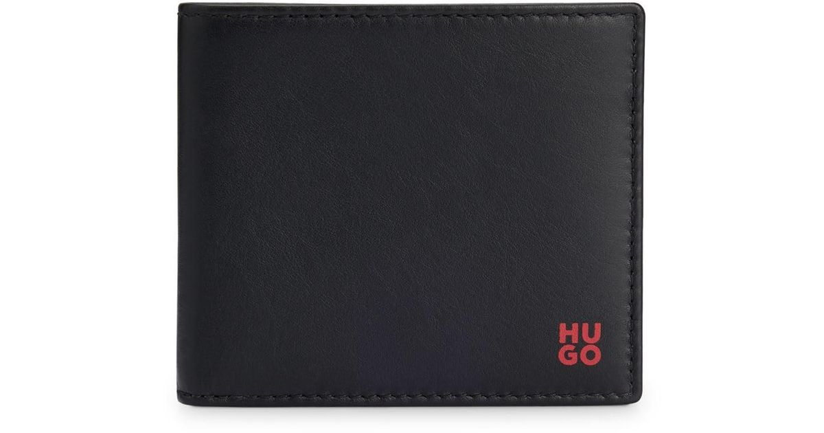 HUGO Nappa-leather Wallet With Stacked Logo And Coin Pocket in Black ...