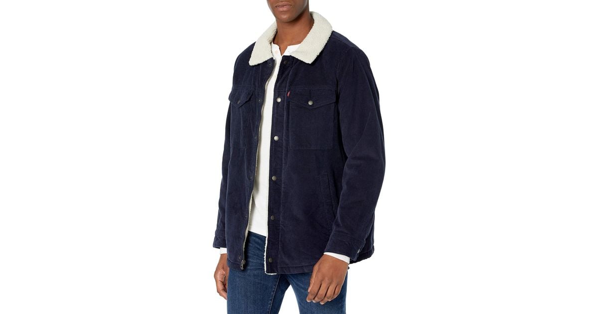 Levi's Corduroy Sherpa Lined Trucker Jacket in Blue for Men | Lyst