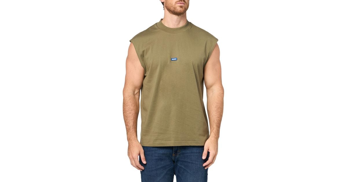 HUGO Small Logo Block Muscle Tank in Green for Men | Lyst UK
