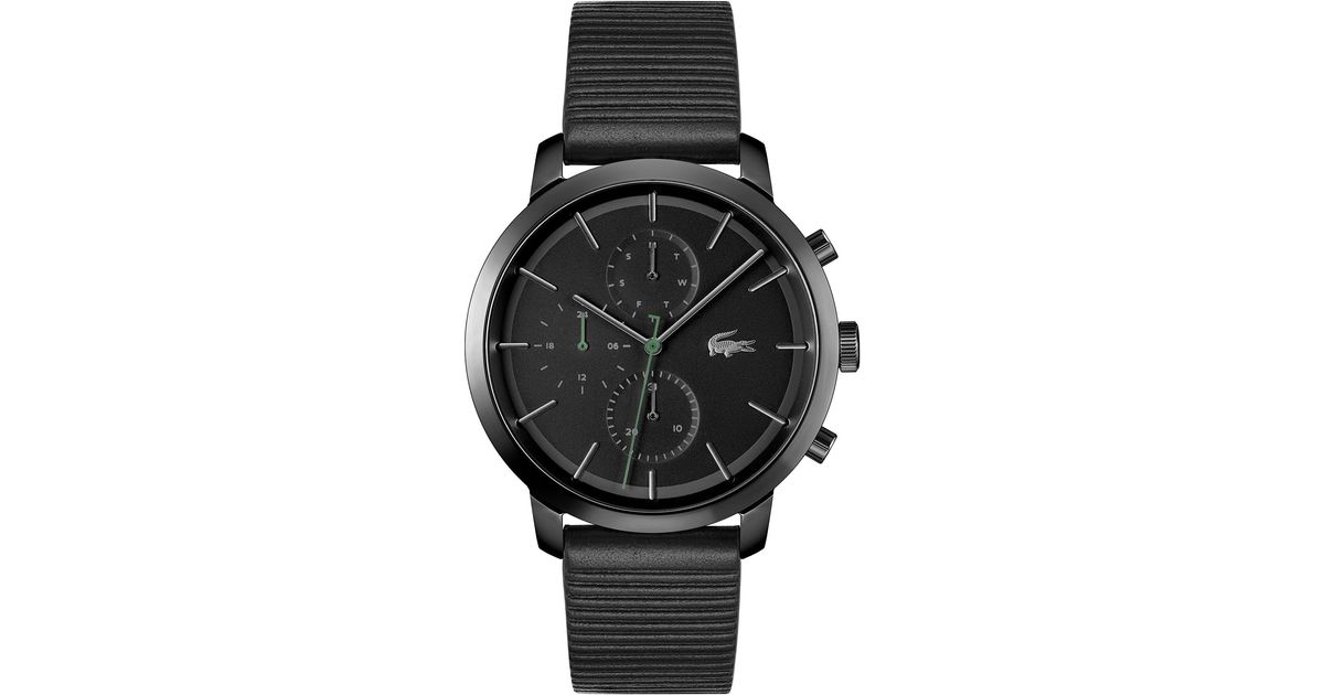 Lacoste Replay Stainless Steel Quartz Watch With Leather Strap in Black ...