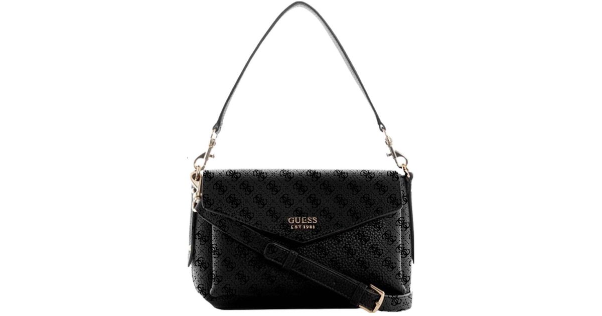 Guess Brenton Flap Shoulder Bag Coal Logo in Schwarz | Lyst DE