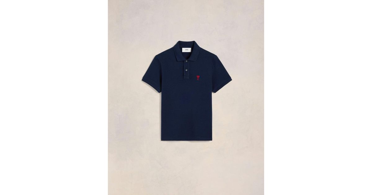 Ami Paris Cotton Ami De Coeur Polo Shirt in Blue | Lyst