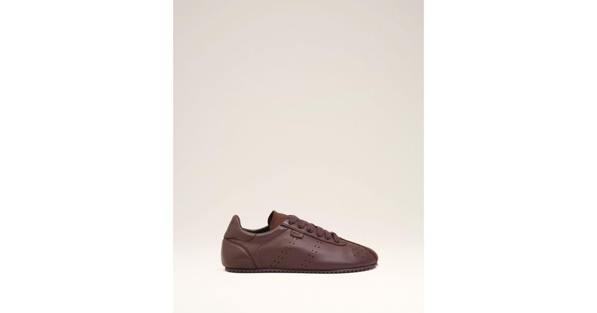 Ami Paris Burgundy Smooth Leather Low Top Step Sneakers in Brown | Lyst