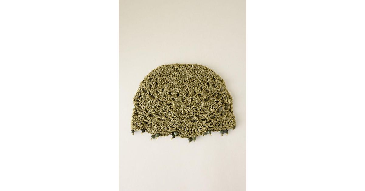 By Anthropologie Crochet Beaded Skull Cap in Green | Lyst UK