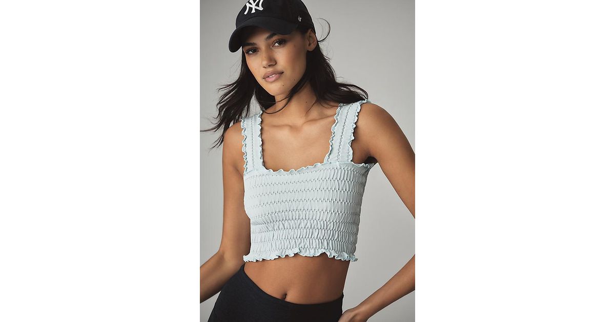 By Anthropologie Seamless Smocked Squareneck Tank Top in White | Lyst UK