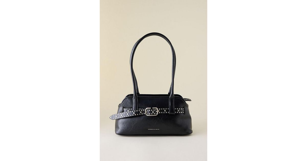 Charles & Keith Victoria Belted Shoulder Bag in Black | Lyst UK