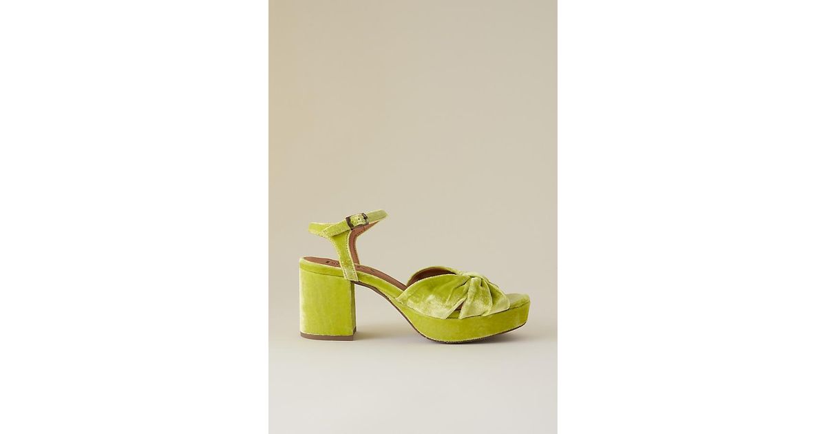 Esska Chilli Velvet Platform Heels in Yellow | Lyst UK