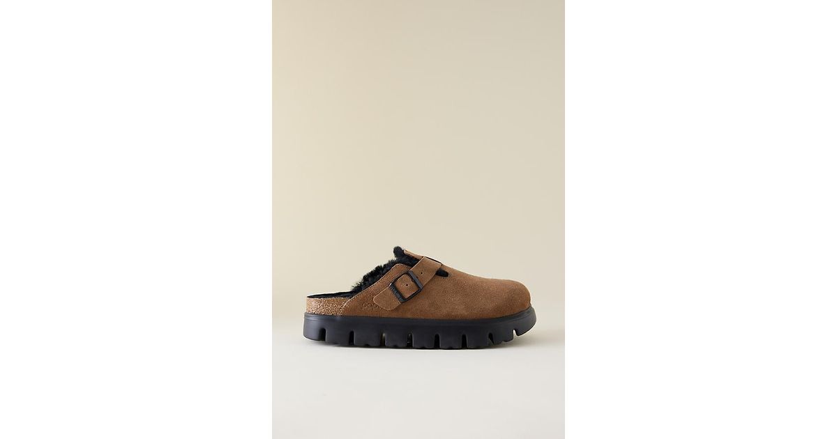 Birkenstock Boston Chunky Suede Clogs in Brown | Lyst UK