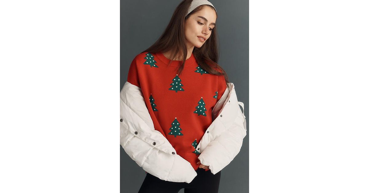 Beach Riot Callie Festive Crew-Neck Jumper in Red | Lyst UK