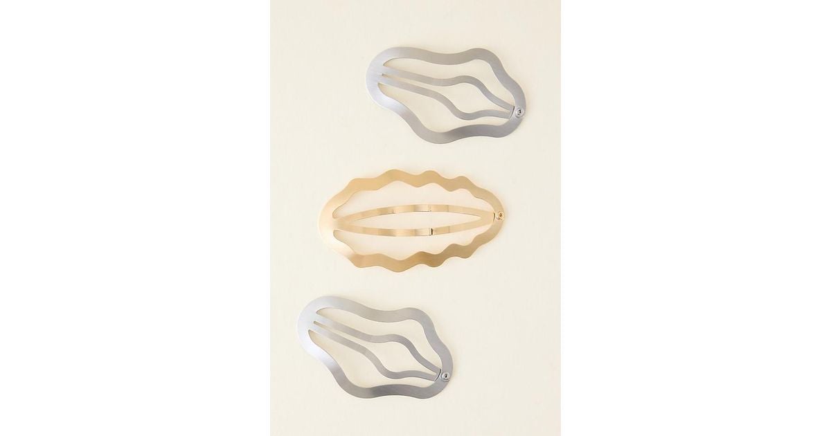 Anthropologie Mixed Metal Wavy Snap Clips, Set Of 3 in Natural | Lyst UK