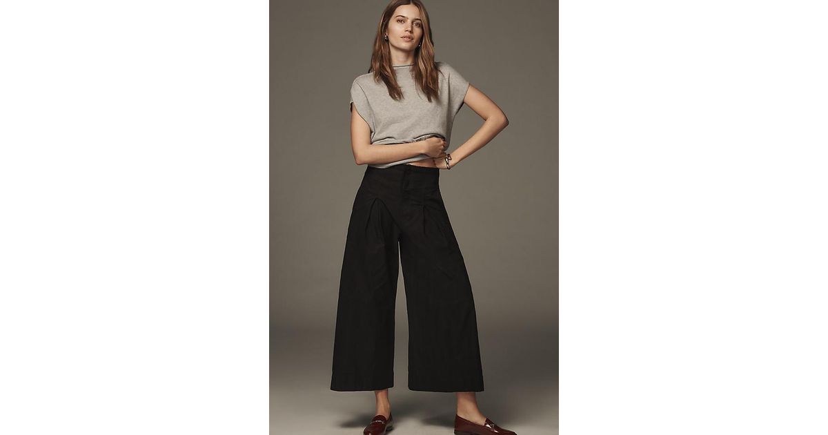 Maeve A-Line Yoke Culotte Trousers in Black | Lyst UK