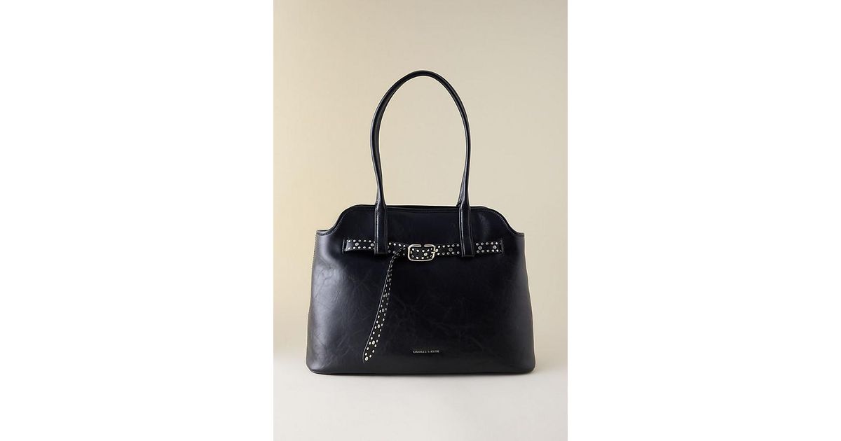 Charles & Keith Victoria Belted Tote Bag in Black | Lyst UK