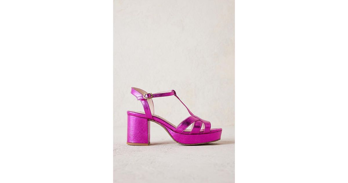 Esska Charlie Metallic Heeled Sandals in Pink | Lyst UK