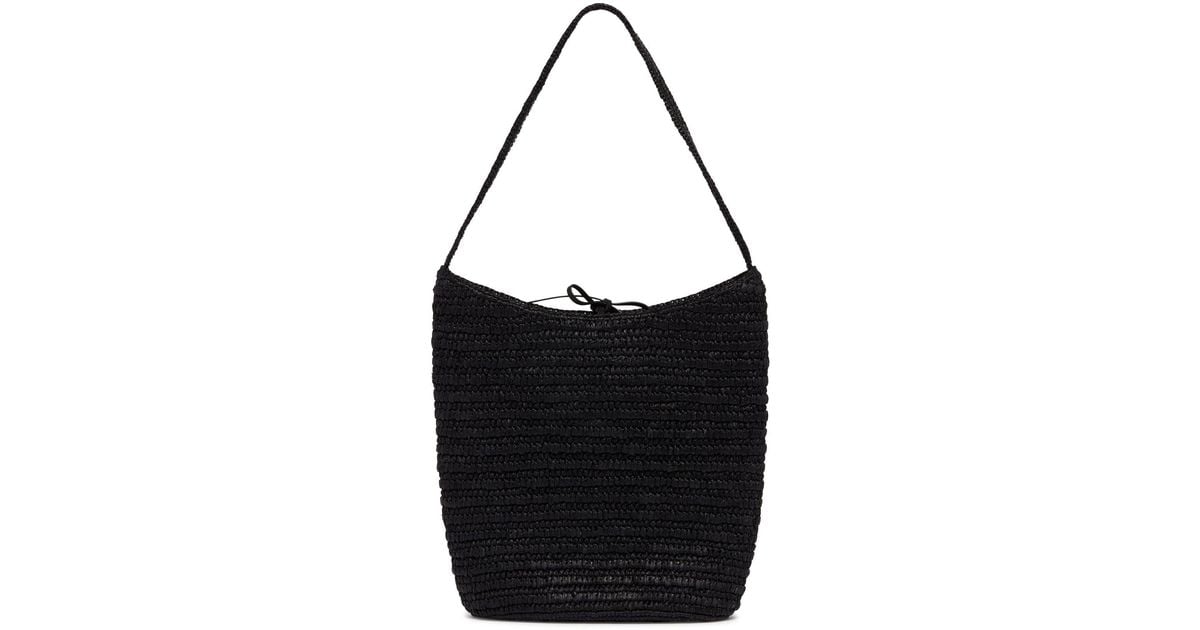 The Row Alma Raffia Shoulder Bag in Black | Lyst UK