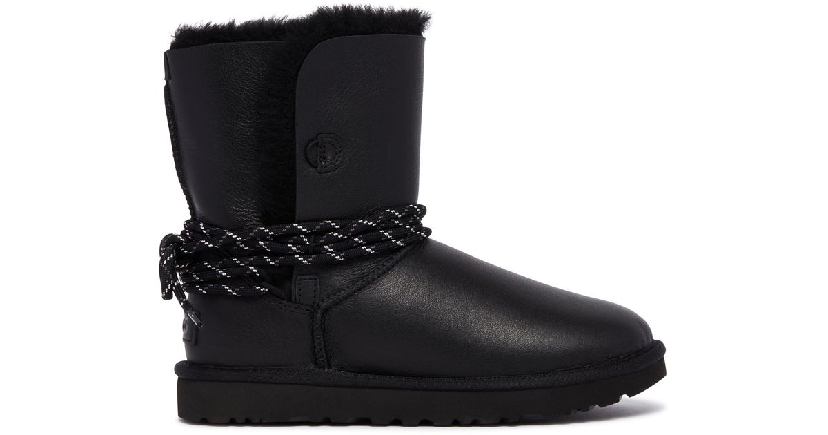UGG Classic Bailey Tie Leather Boots in Black | Lyst UK