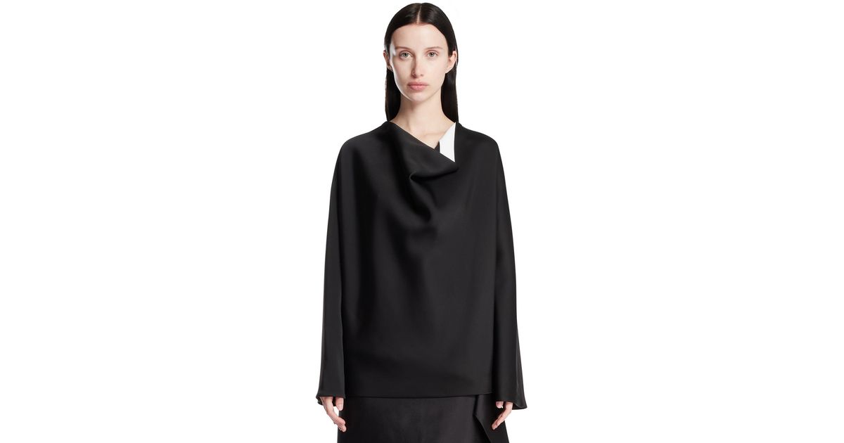 Carven Draped Neck Blouse in Black | Lyst UK