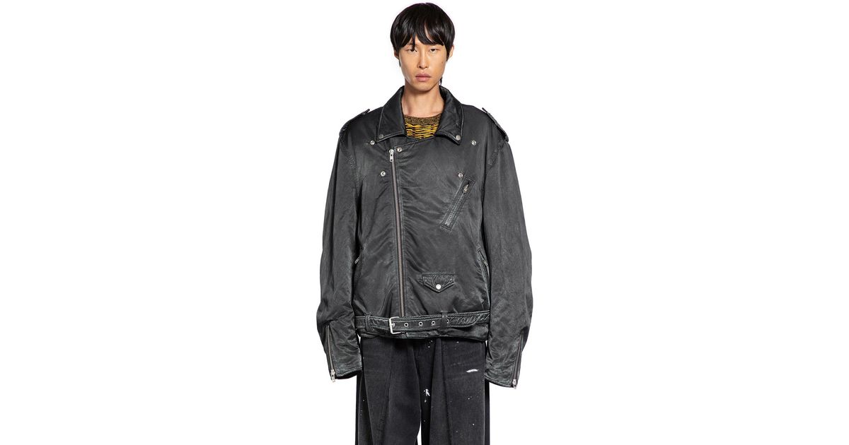 MM6 by Maison Margiela Biker Jacket in Grey for Men | Lyst UK