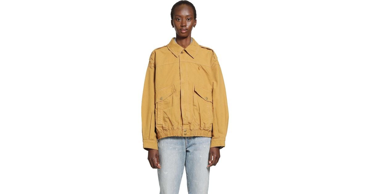 Polo Ralph Lauren Cotton Canvas Bomber Jacket in Metallic | Lyst UK