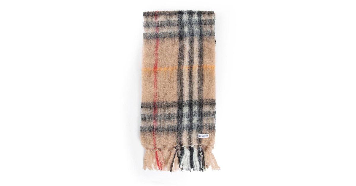 Burberry Check Mohair Wool Scarf in Grey for Men | Lyst UK