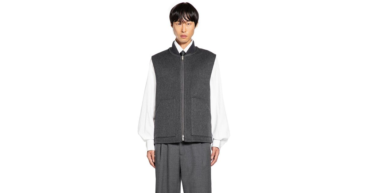 Lardini Wool Felt Bomber Vest in Black for Men | Lyst
