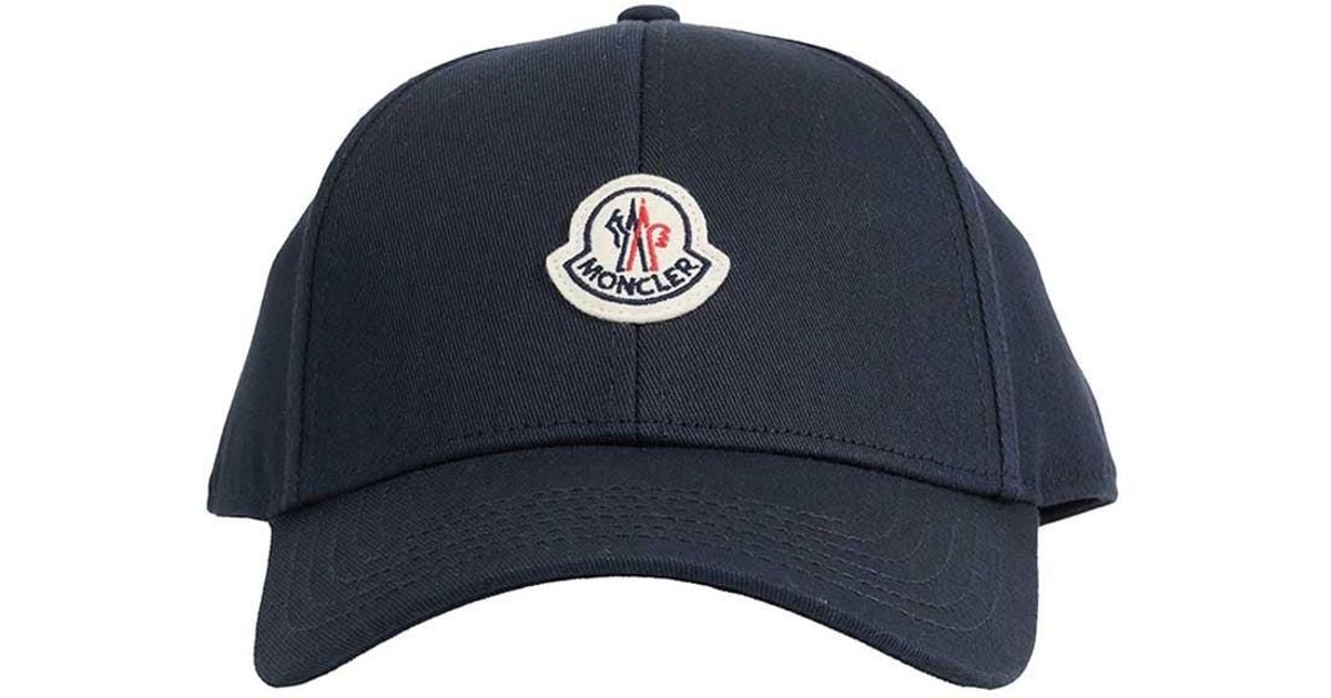Moncler Cotton Gabardine Baseball Cap in Blue for Men | Lyst UK