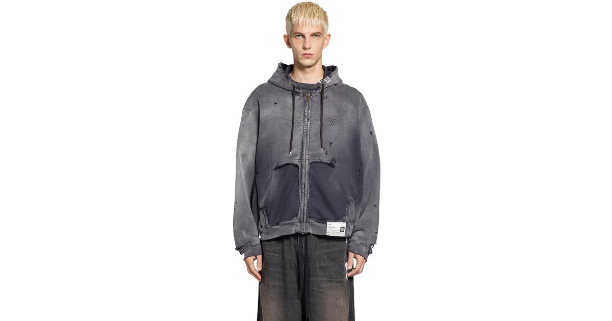 Maison Mihara Yasuhiro Sun Faded Zip-Up Hoodie in Grey for Men | Lyst UK