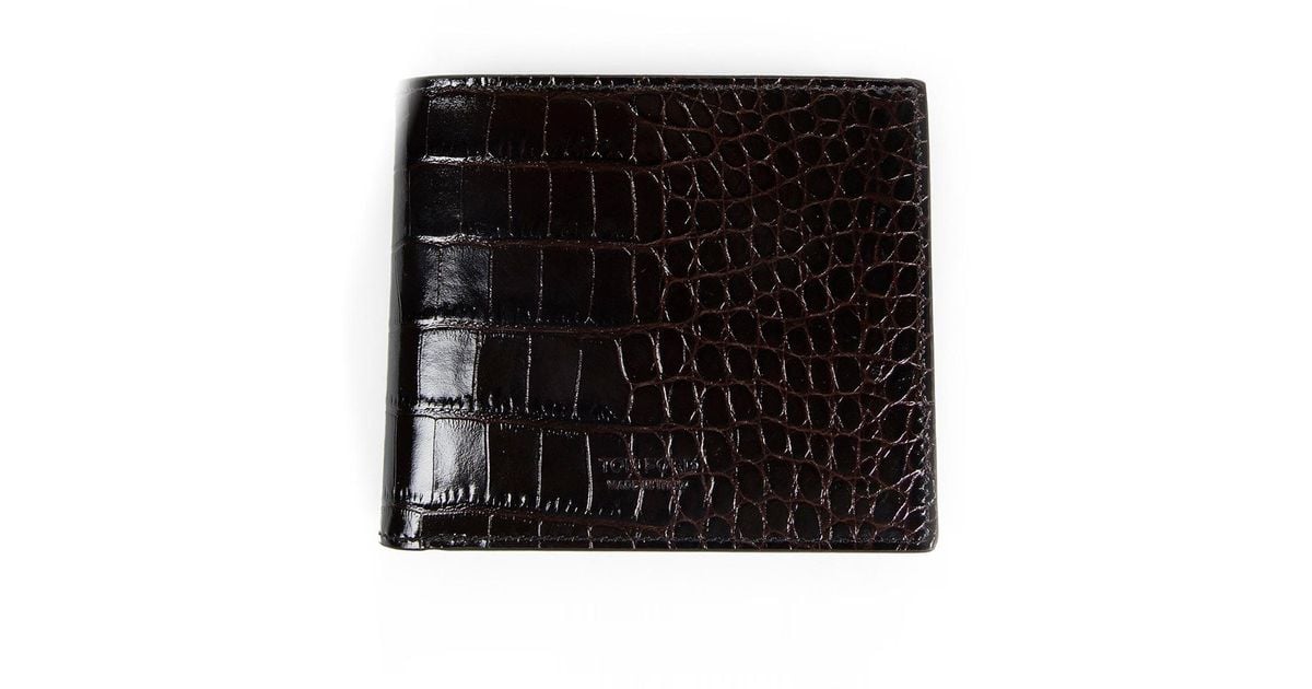Tom Ford Shiny Stamped Crocodile Leather Bifold Wallet in Black for Men ...