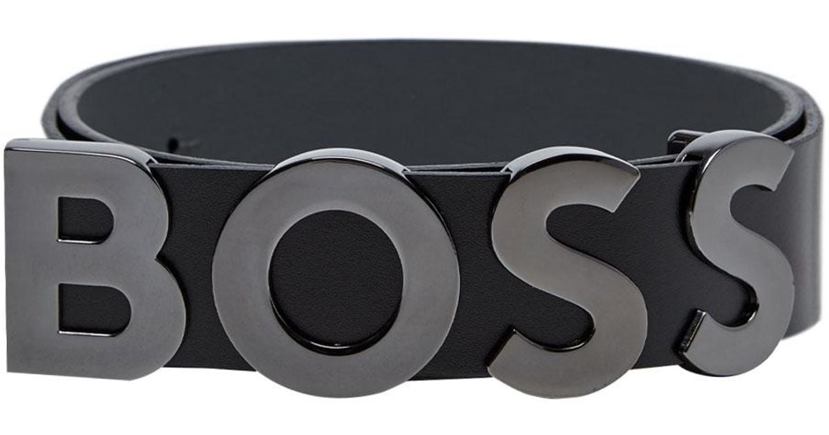 BOSS by HUGO BOSS Leather Bold G Belt in Black for Men | Lyst UK