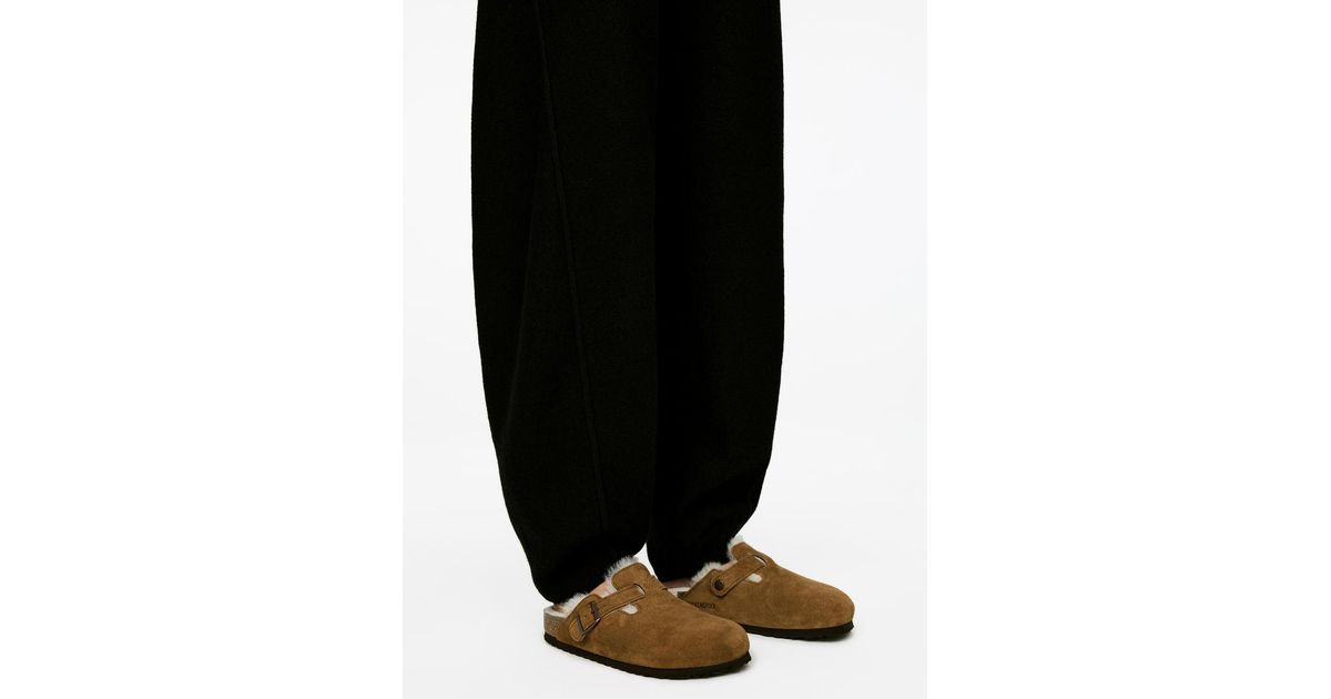 ARKET Birkenstock Boston Shearling Sandals in Black | Lyst UK